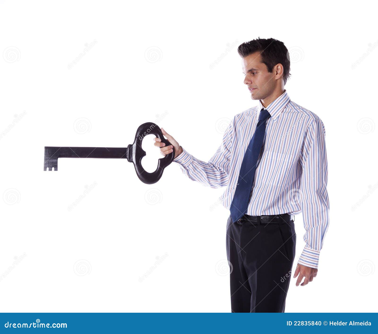 Businessman Holding a Giant Key Stock Photo - Image of hand, agent ...