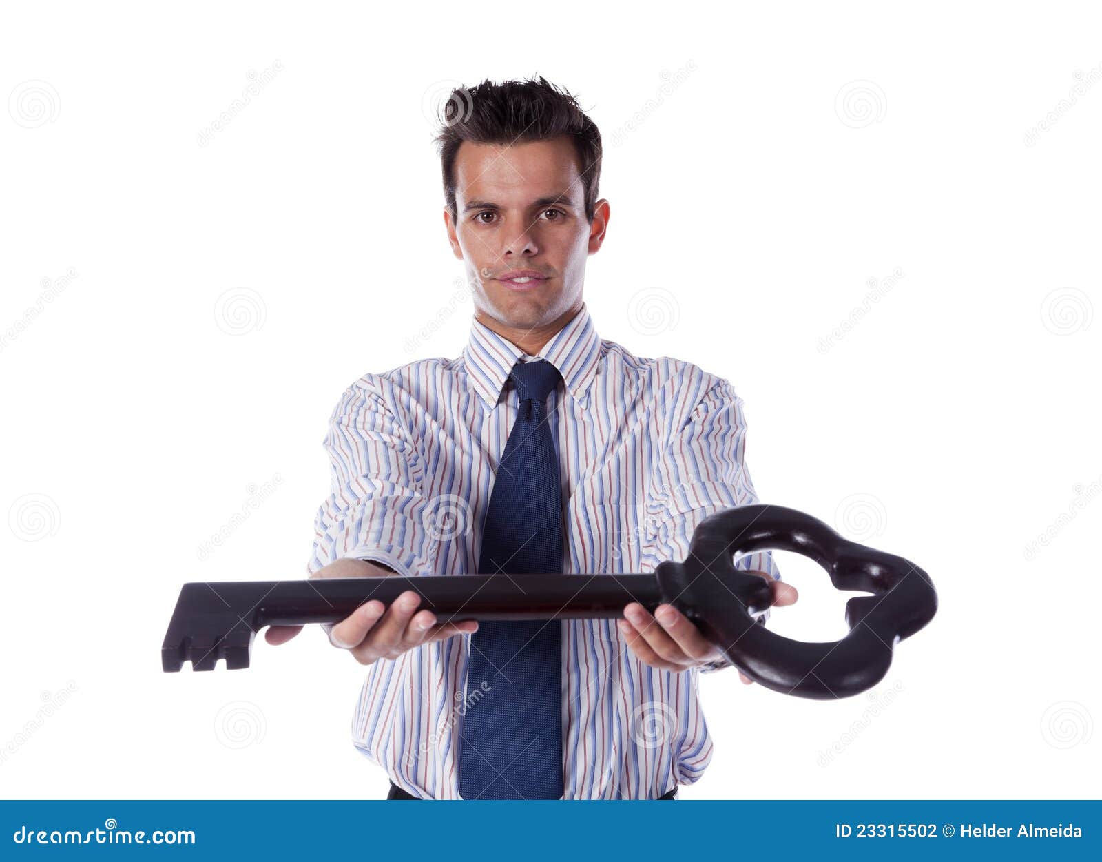Businessman Holding a Giant Key Stock Photo - Image of house, deal ...