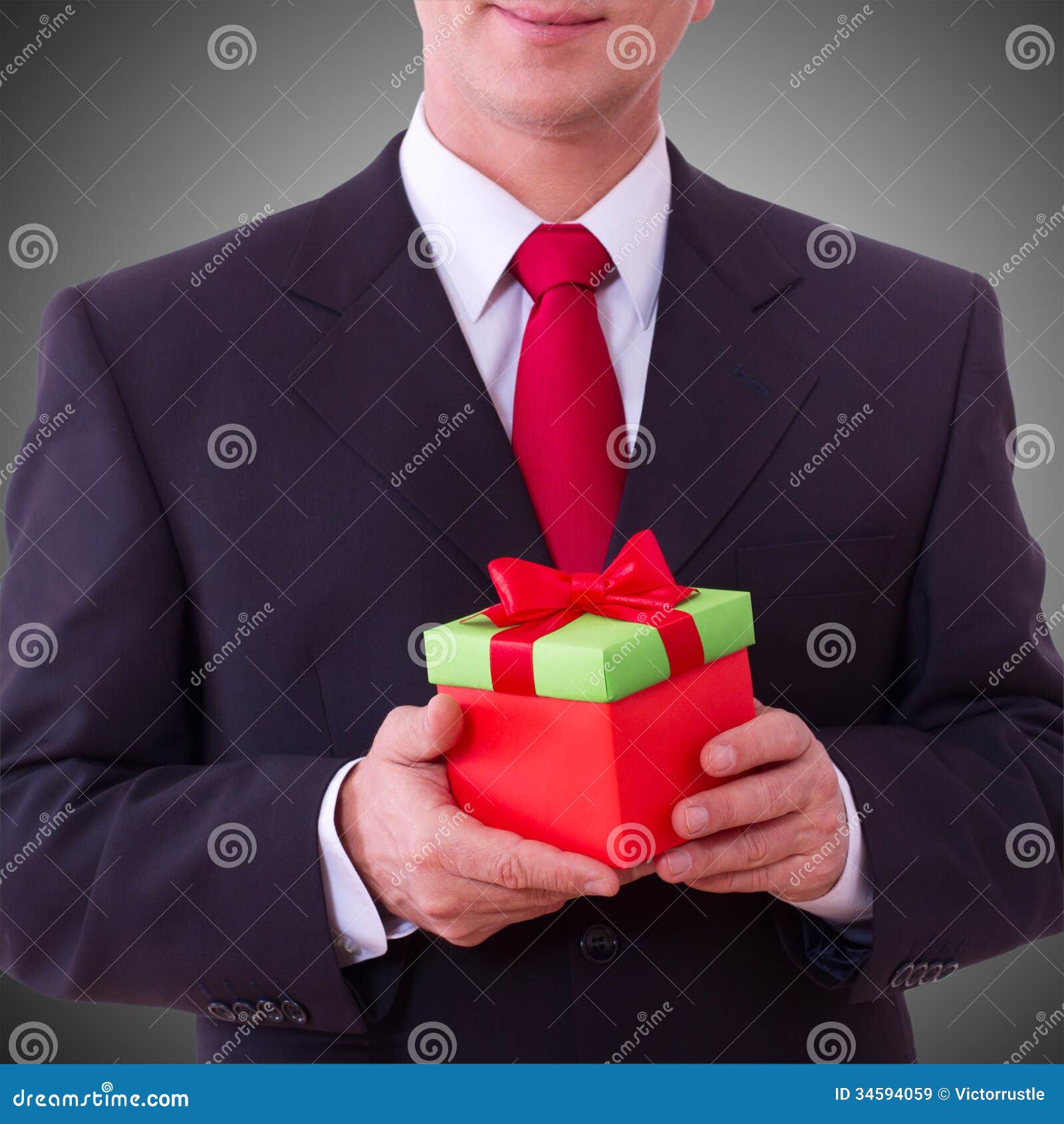 Businessman Holding Gift Box Stock Image - Image of proposal, blue ...