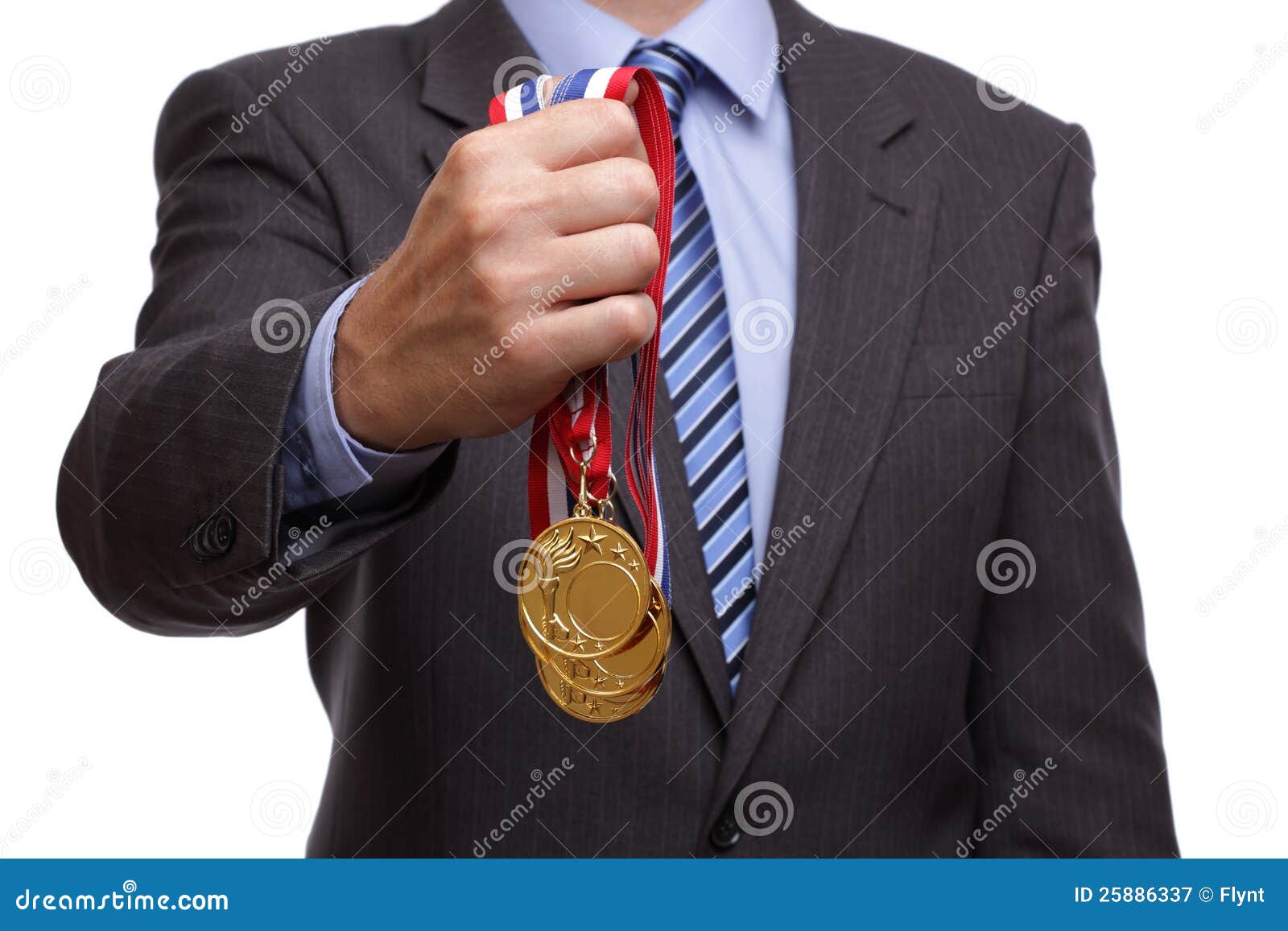 Businessman Holding Gold Medal Stock Image - Image of certificate ...