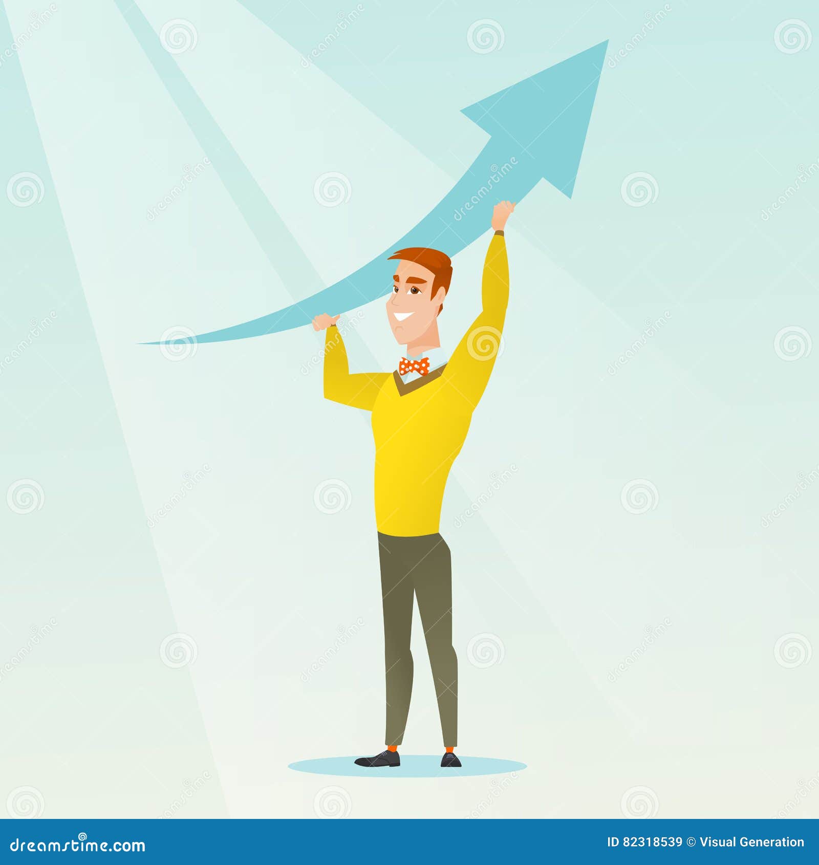 Businessman Holding Graph Going Up. Stock Vector - Illustration of ...
