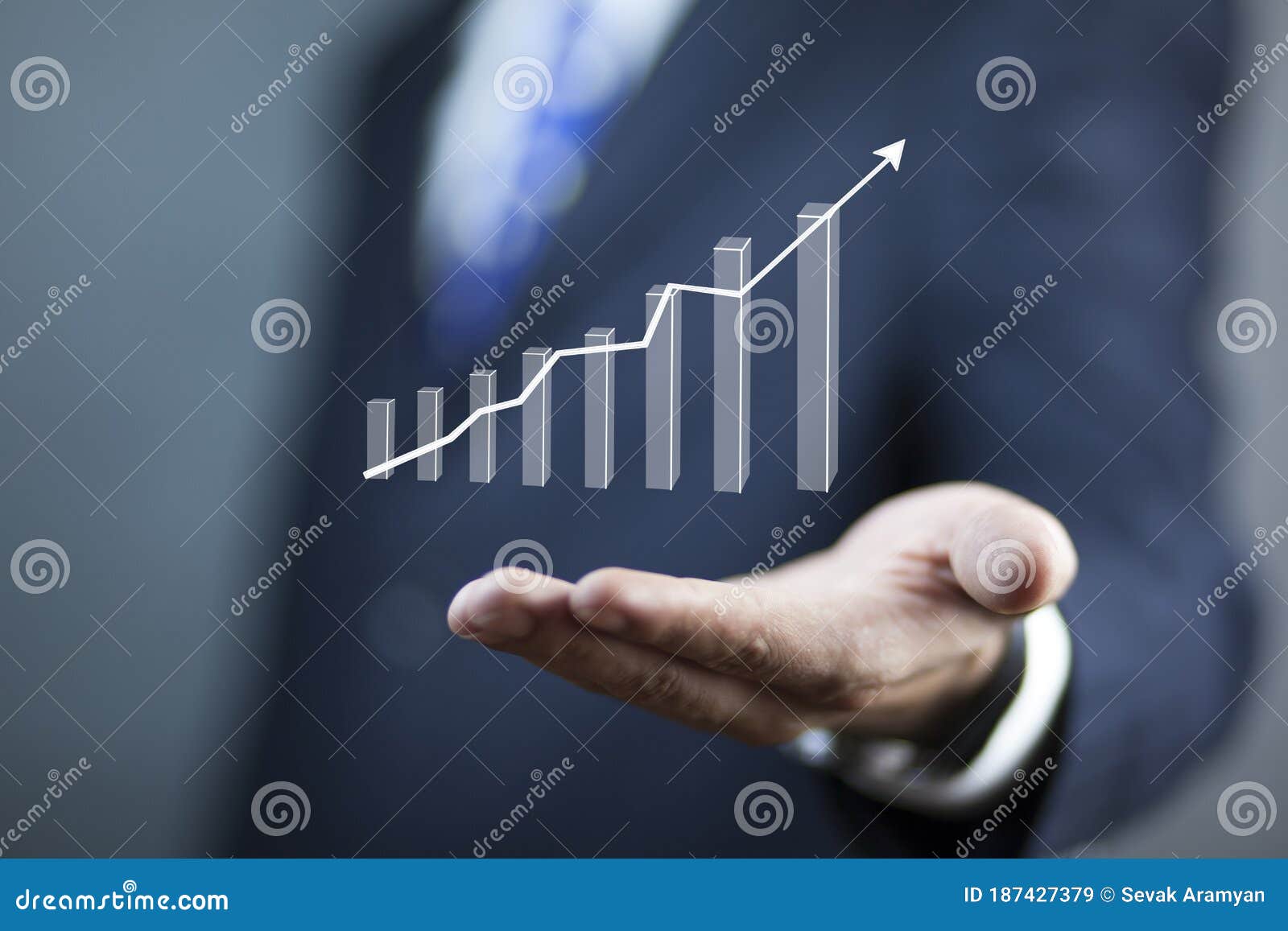 Businessman Holding a Hand-drawn Bar Graph in His Hand Stock Image ...