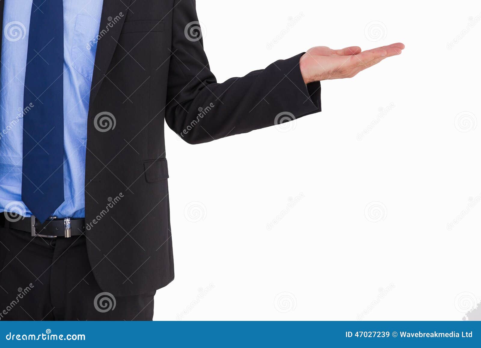 Businessman Holding Hand Out in Presentation Stock Image - Image of ...