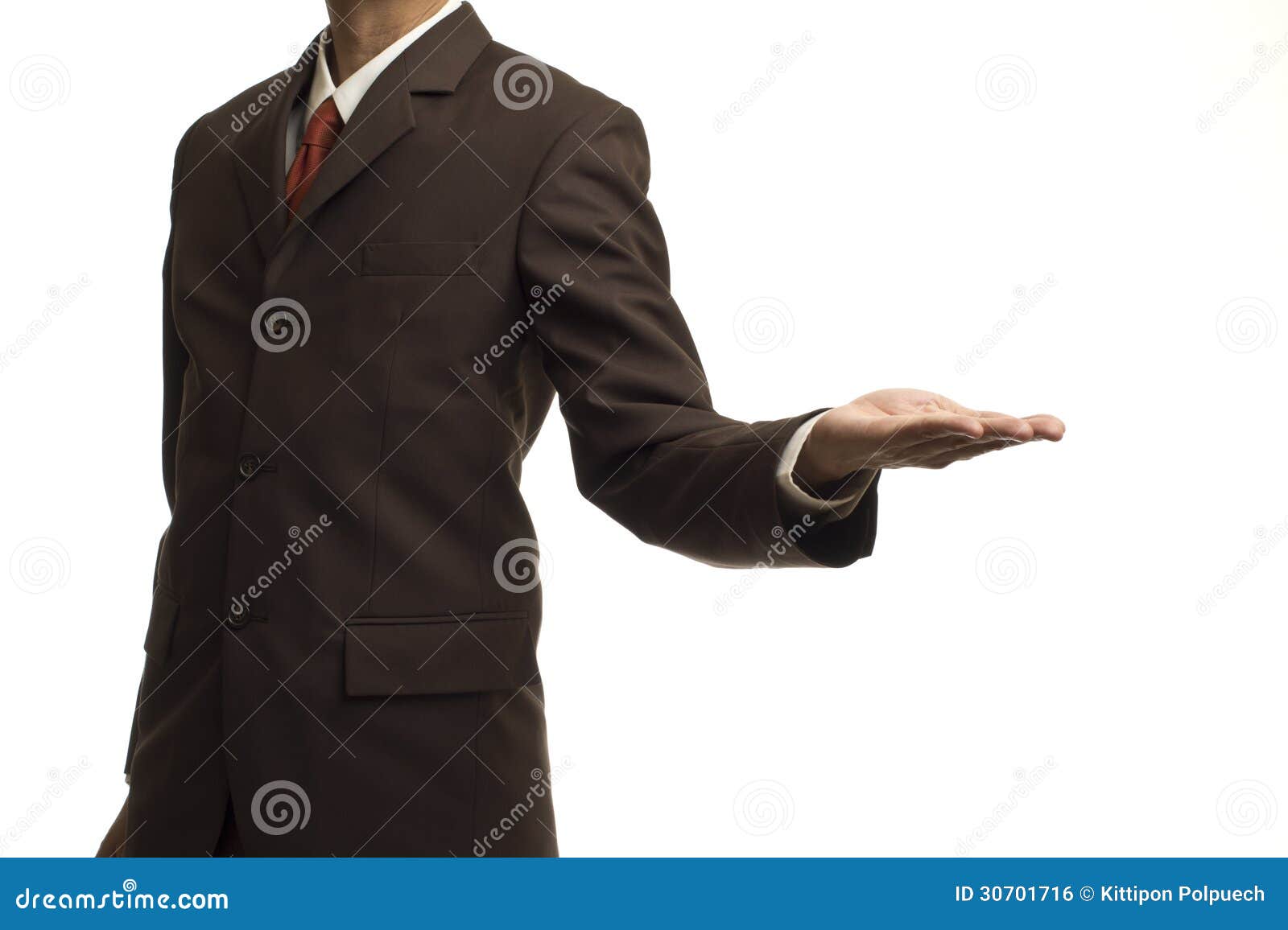 Businessman Holding Hand Present Something Stock Photo - Image of ...