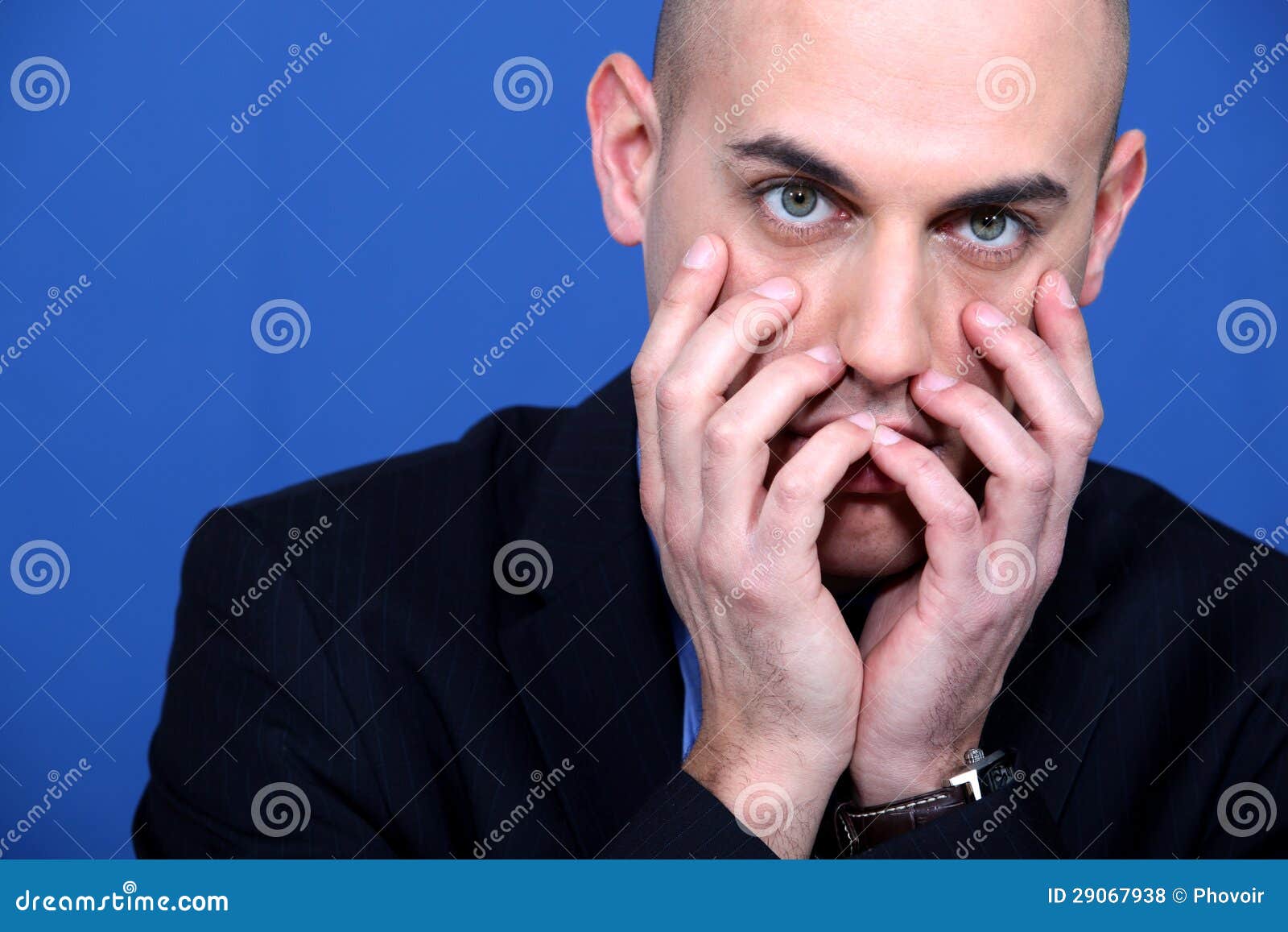 Businessman Holding Hands To Face Stock Photo - Image of failure ...