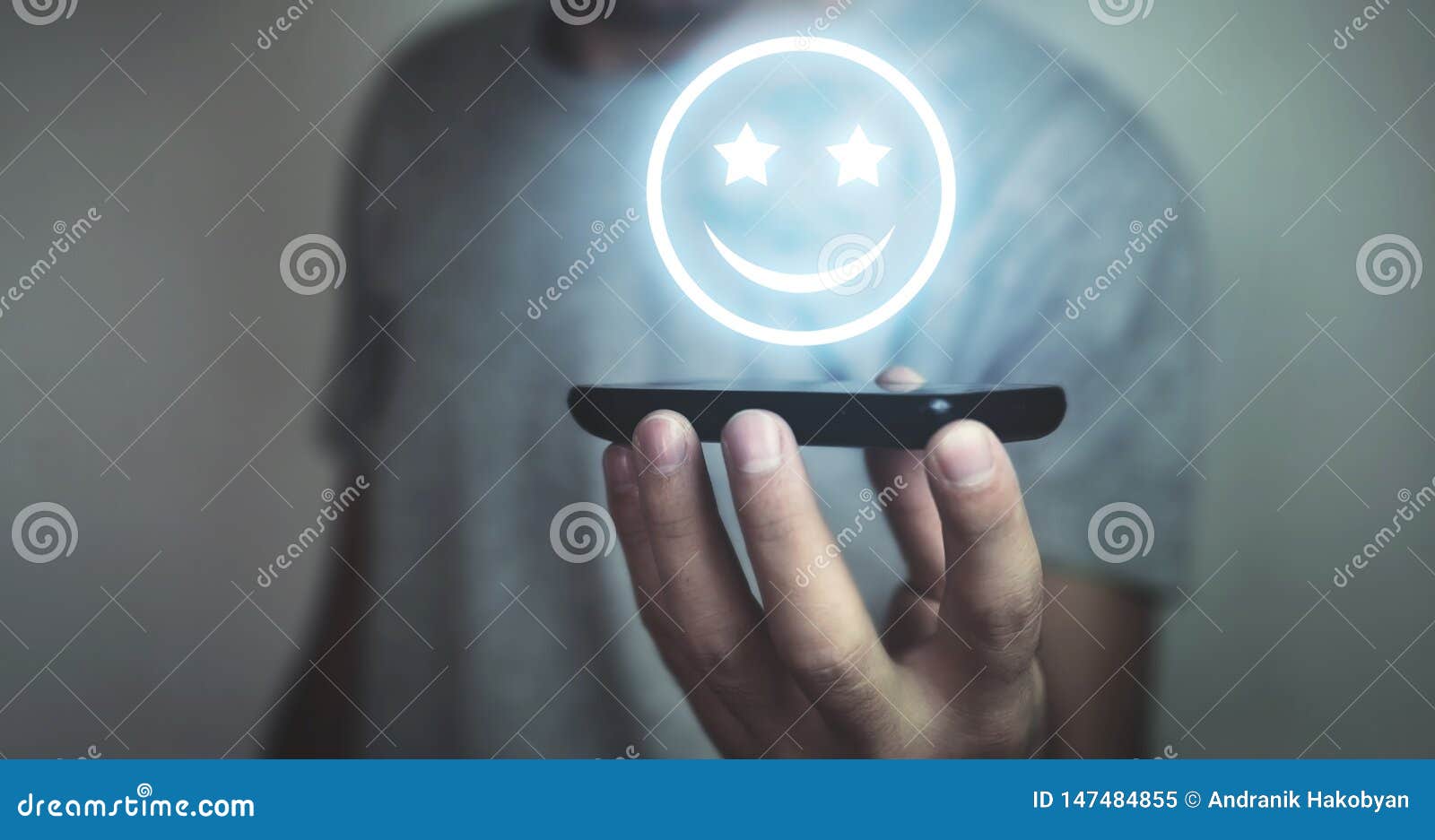 Businessman Holding Happy Icon. Customer Experience Concept Stock Image ...