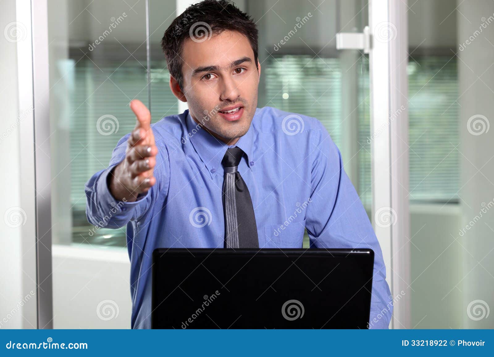 Businessman Holding His Hand Out Stock Photo - Image of gesticulating ...