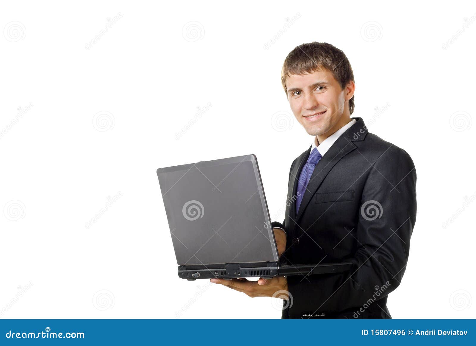 Businessman Holding His Laptop Stock Photo - Image of elegance, office ...
