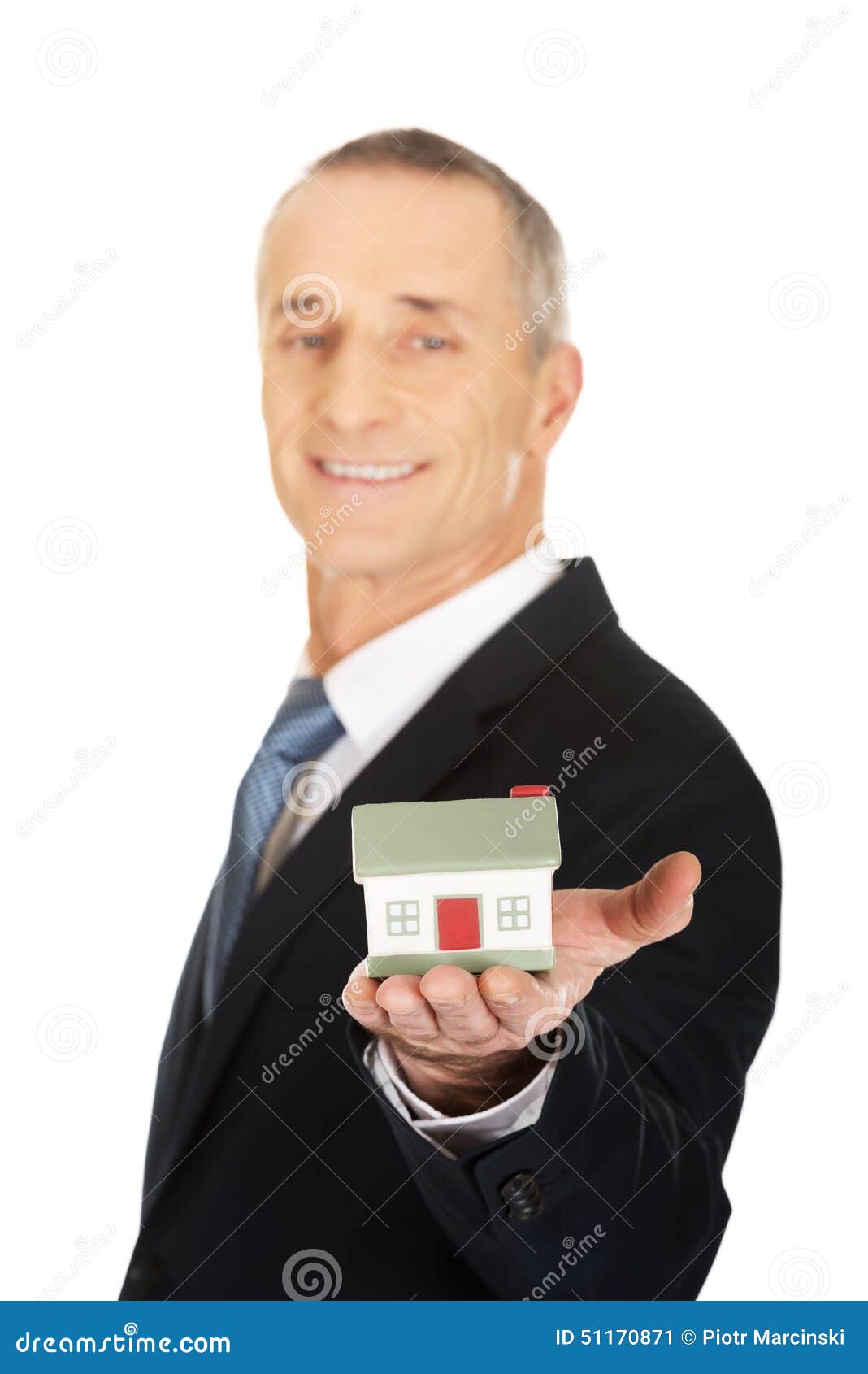 Businessman Holding House Model Stock Image - Image of finance ...
