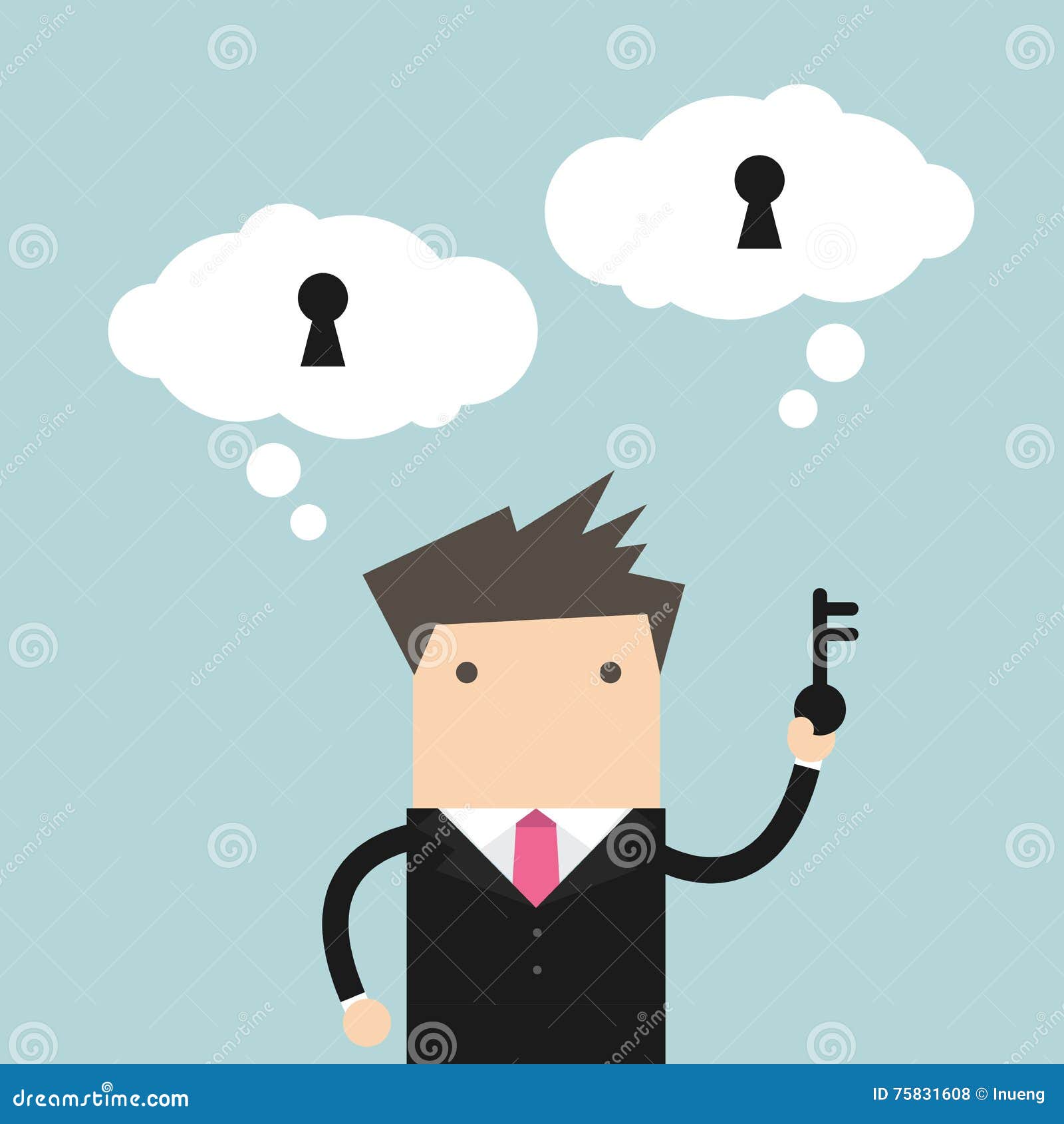 Businessman Holding Key for Unlock the Idea. Stock Vector ...