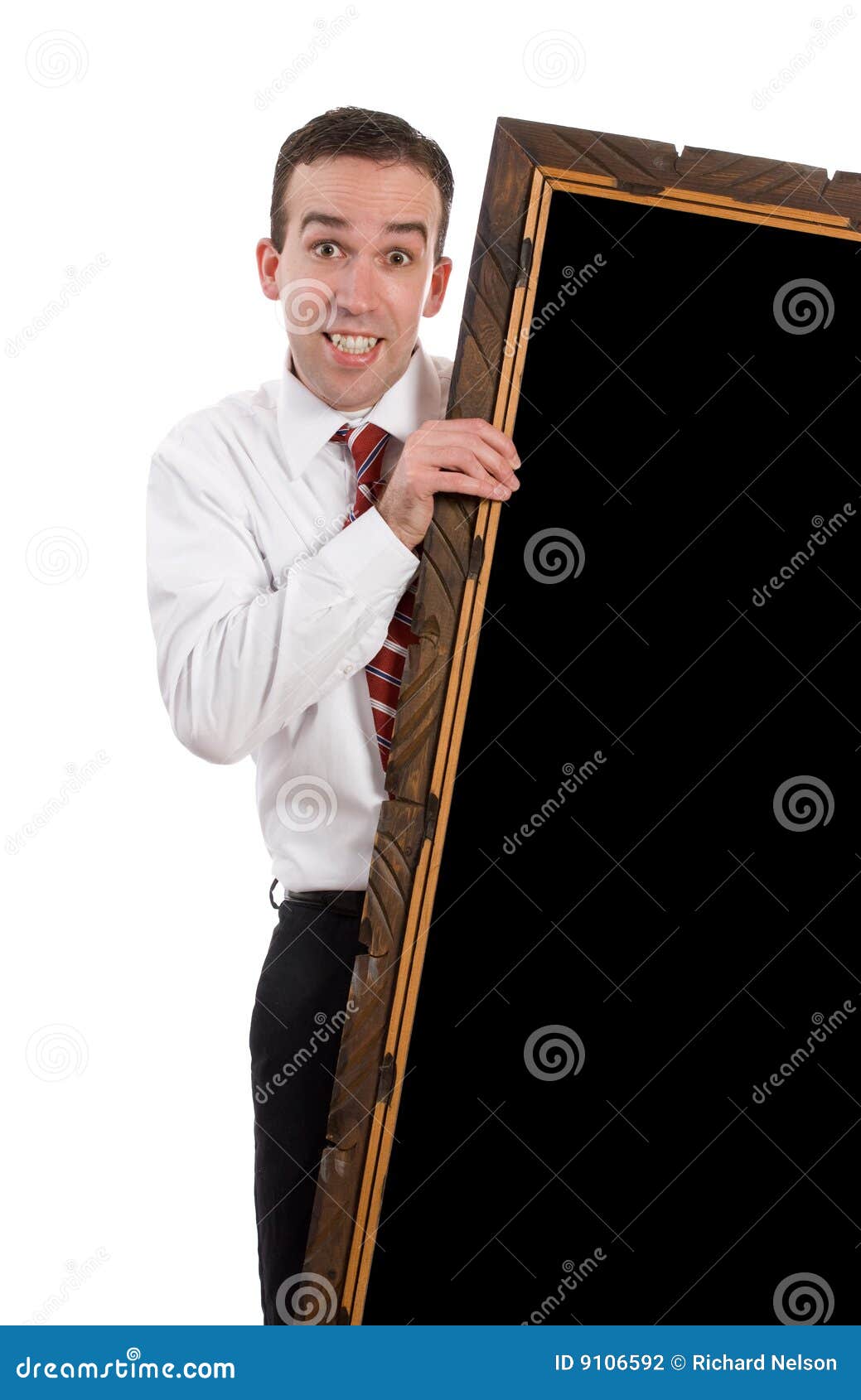 Businessman Holding Large Frame Stock Photo - Image of empty, frame ...