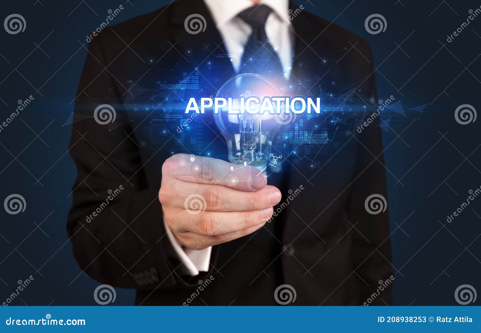 Businessman Holding a Light Bulb Stock Image - Image of information ...