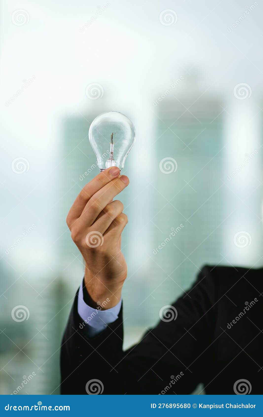 Businessman Holding Light Bulb. Brain Creative Thinking Ideas and ...
