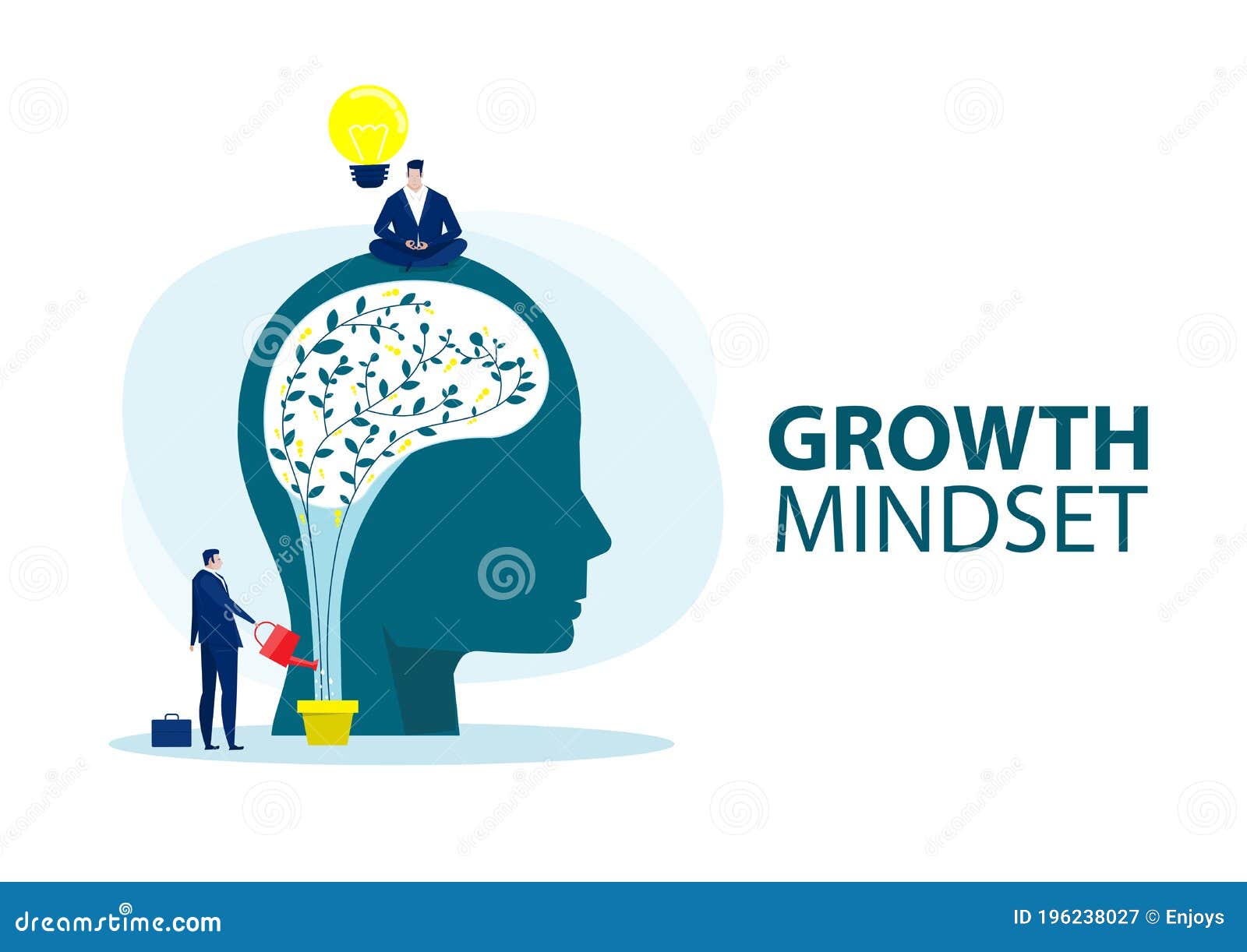 Businessman Holding Light Bulb for Put Think Growth Mindset Different ...