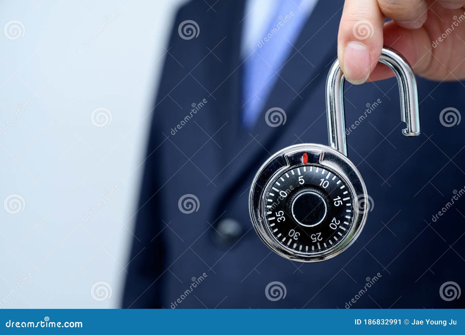 Businessman Holding a Lock. Business Security Concept Stock Image ...