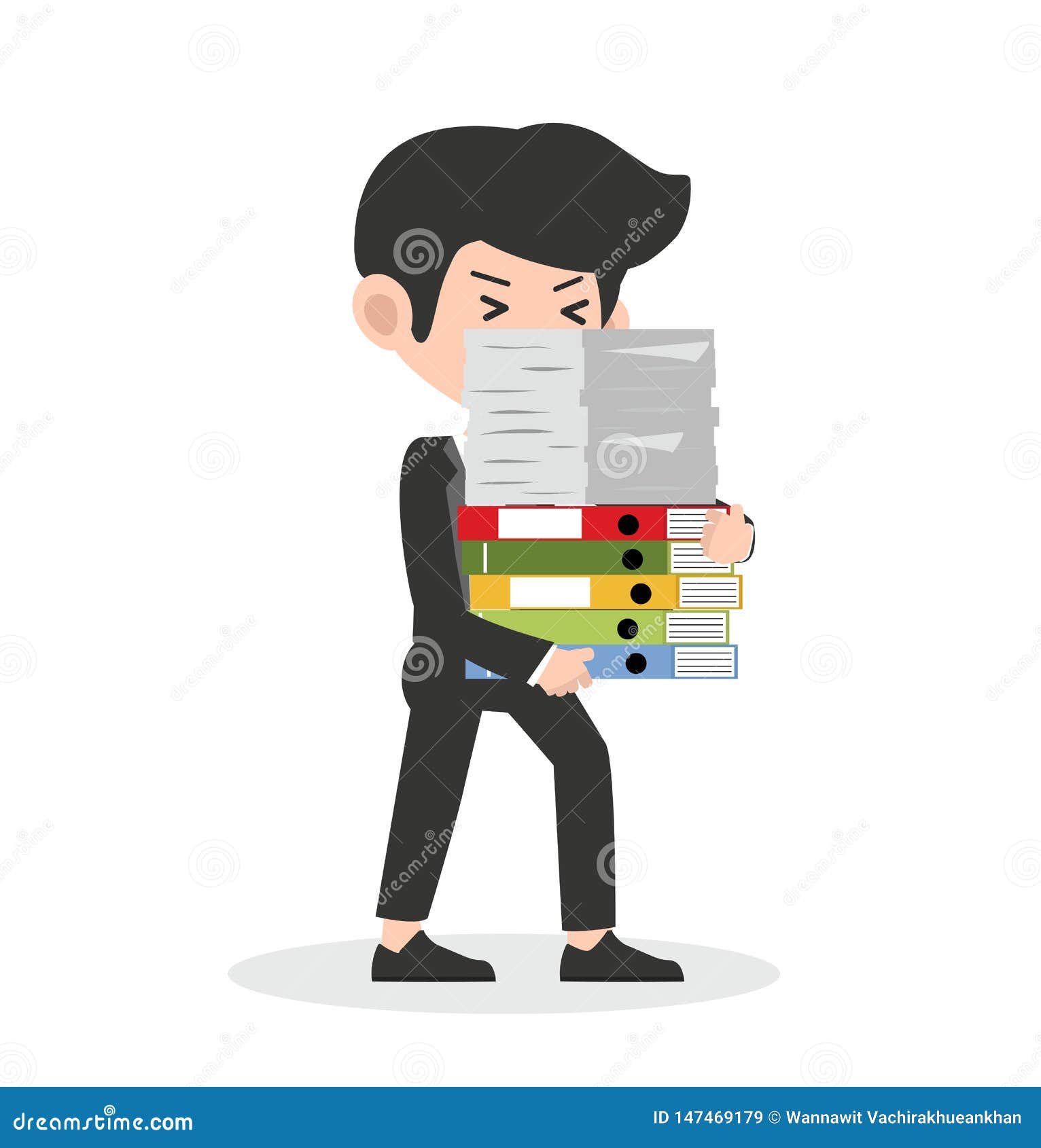 Businessman Holding a Lot of Documents Stock Vector - Illustration of ...