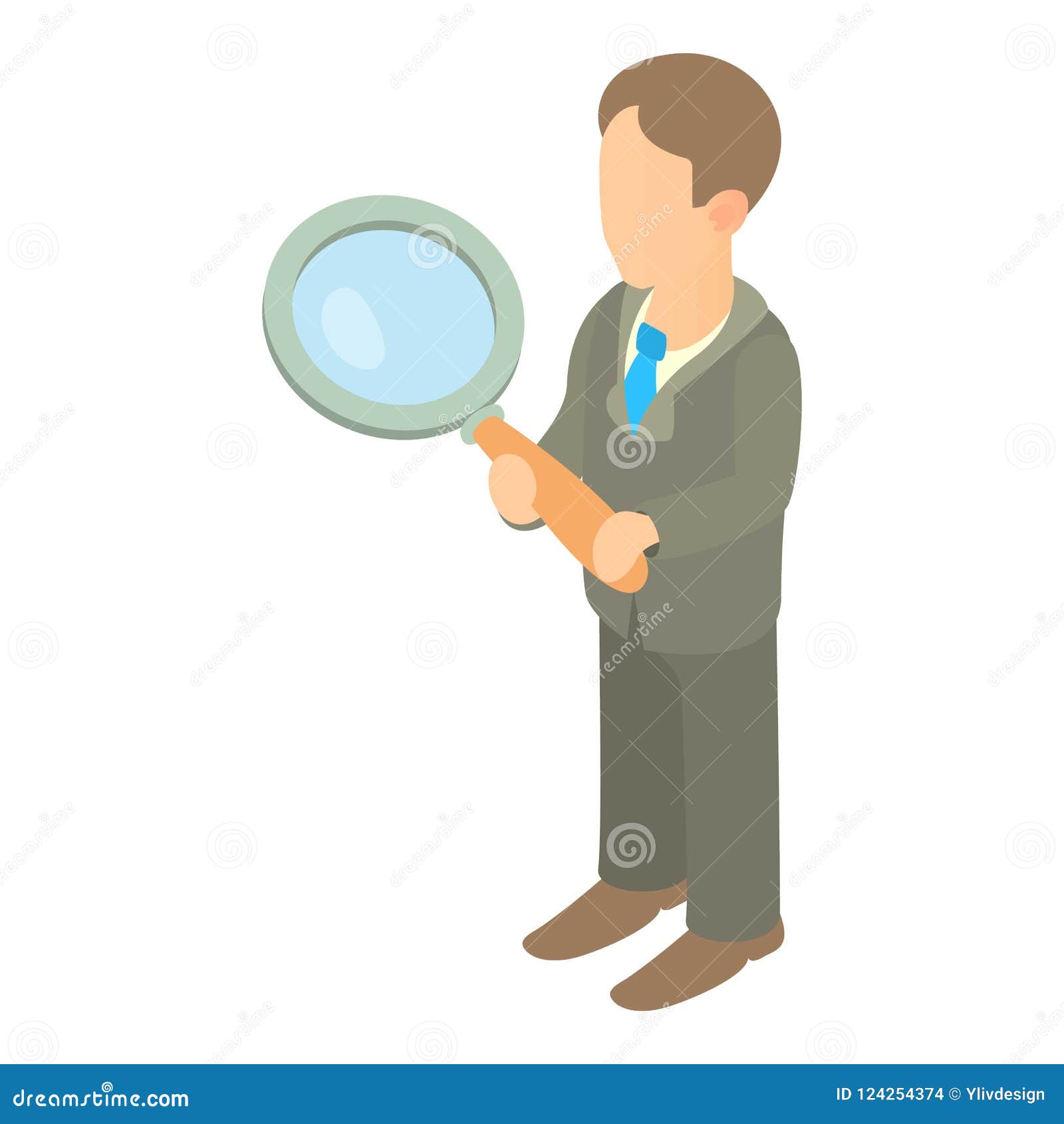 Businessman Holding Magnifying Glass Icon Stock Illustration ... Businessman Holding Magnifying Glass Icon Stock Illustration ...