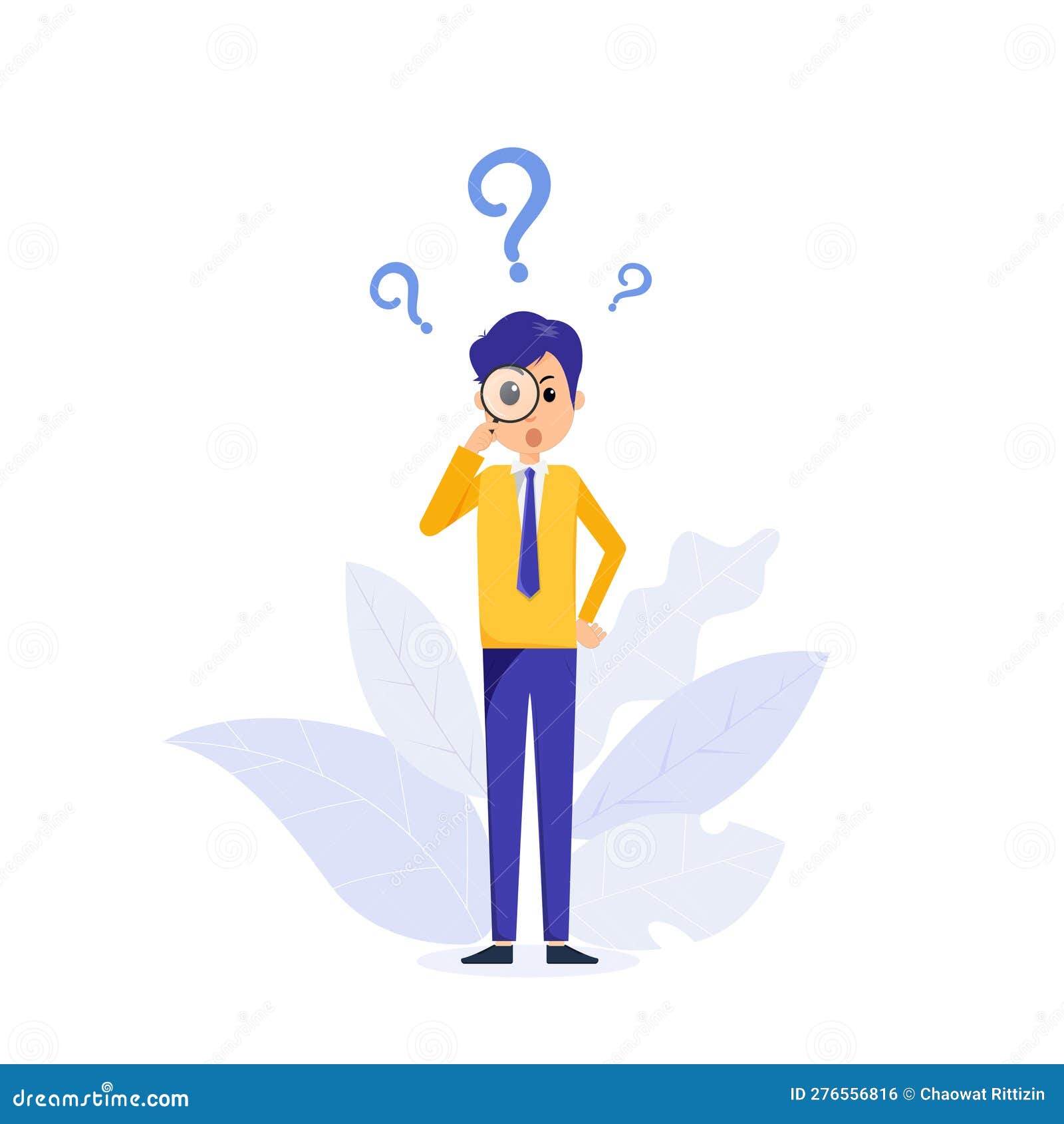 Businessman Holding Magnifying Glass and Looking through it at ...