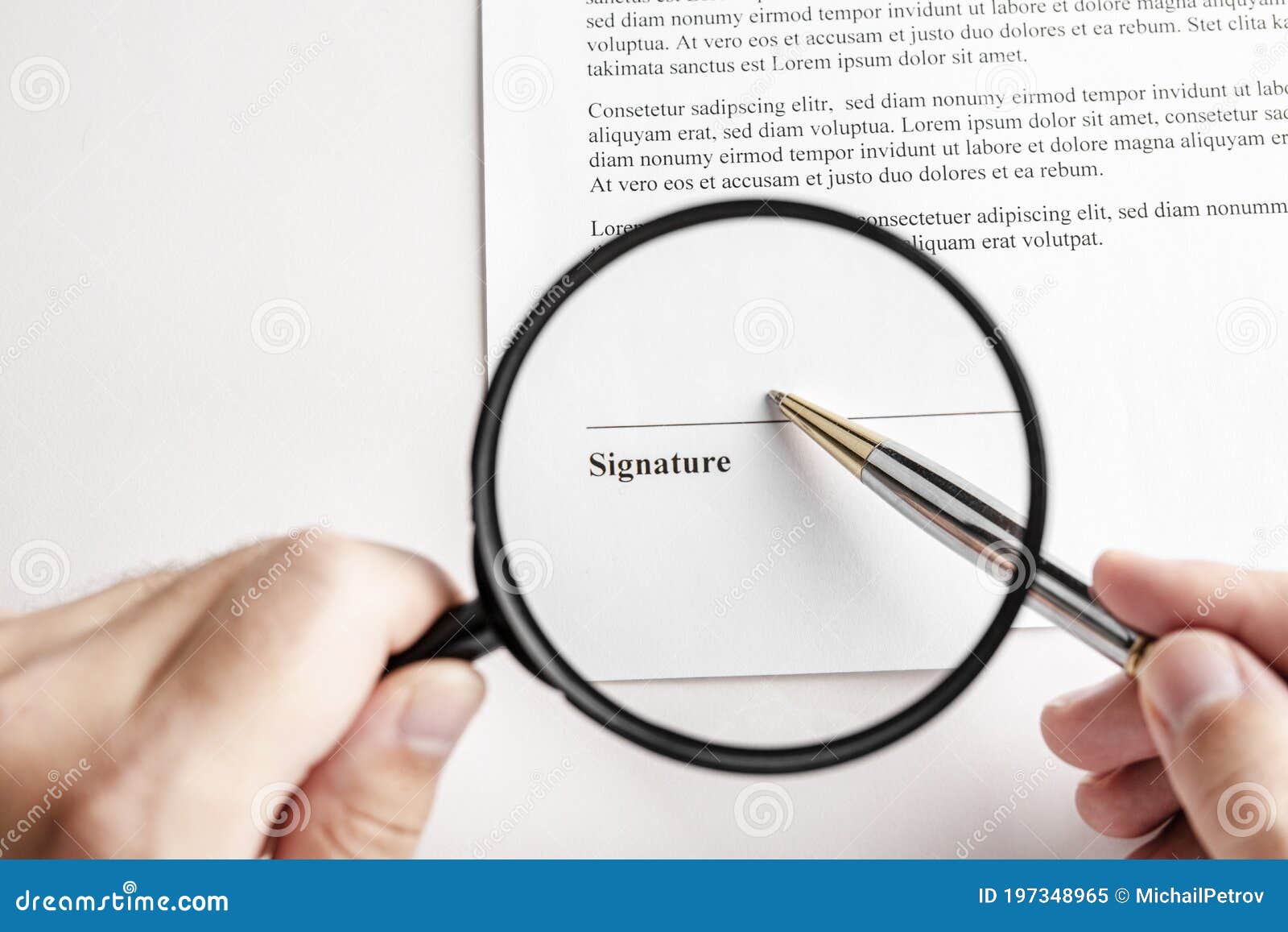 Businessman Holding Magnifying Glass Zoom and Analyzing Contract Stock ...
