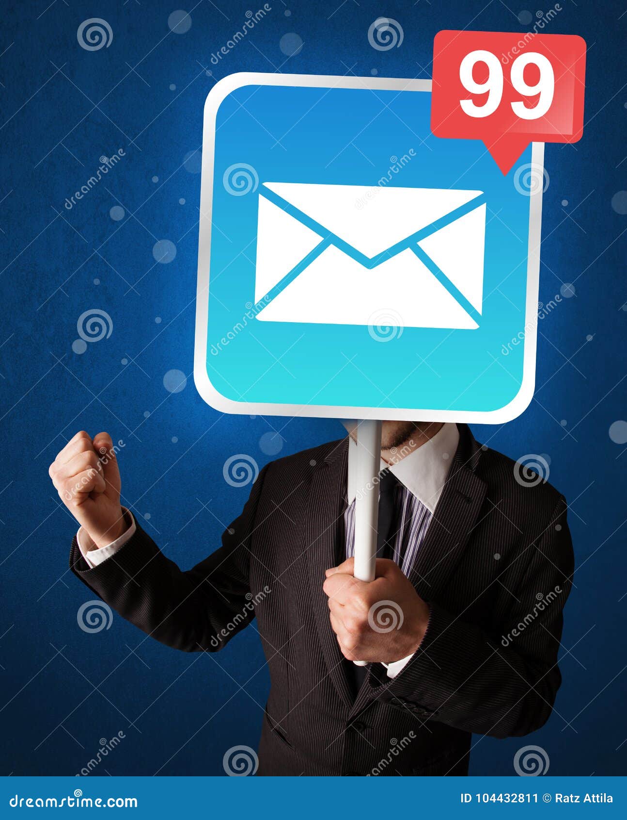 Businessman Holding Mail Sign Stock Image - Image of hold, mail: 104432811
