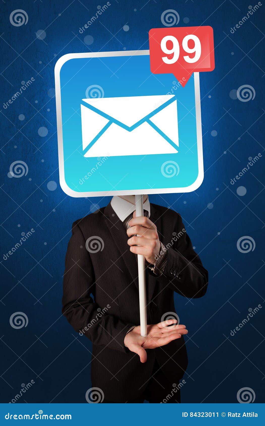 Businessman Holding Mail Sign Stock Image - Image of newsletter, email ...
