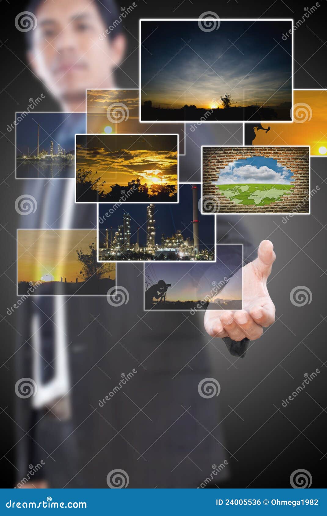 Businessman Holding Many Image Button. Stock Photo - Image of male ...