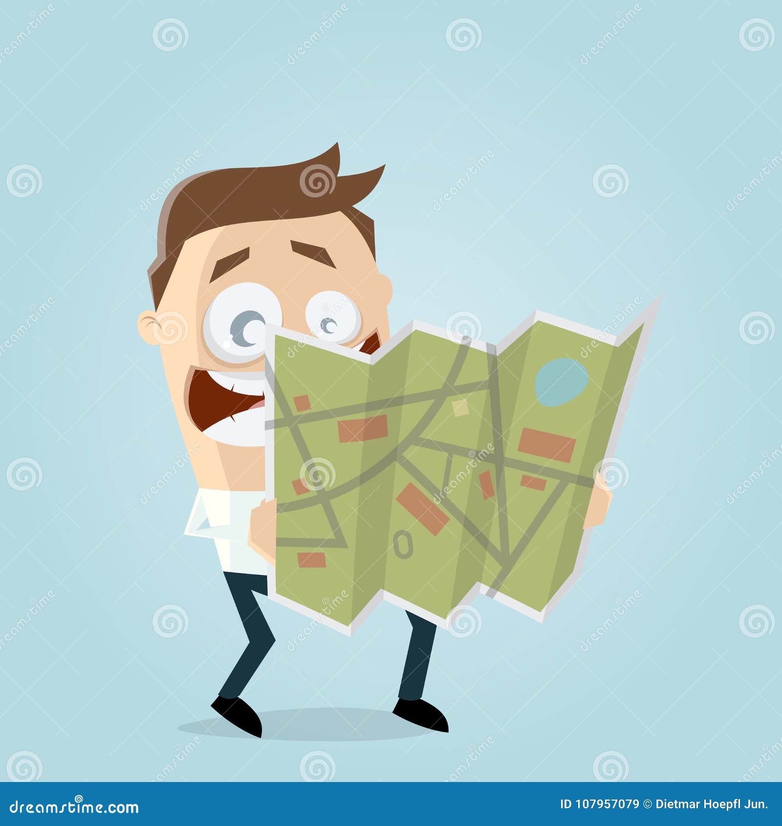 Businessman holding a map stock vector. Illustration of searching ...