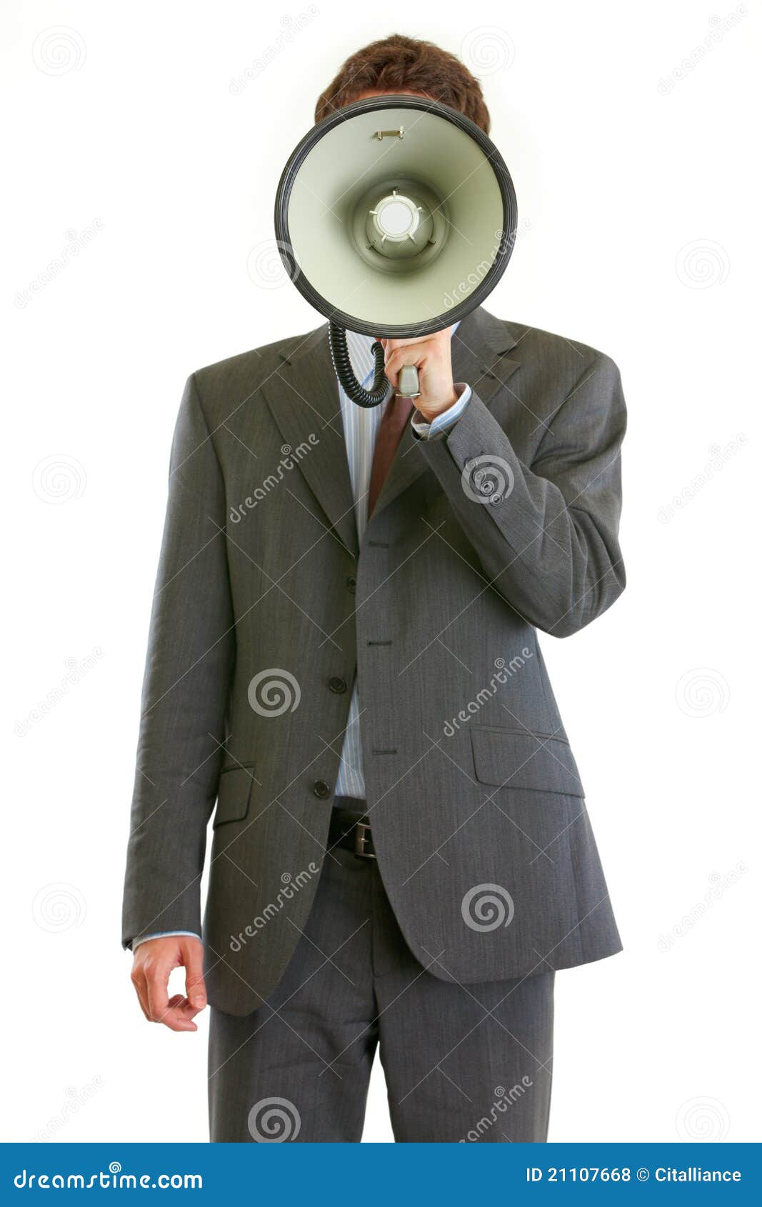 Businessman Holding Megaphone in Front of Face Stock Photo - Image of ...