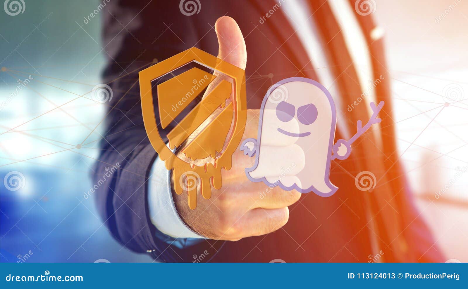 Businessman Holding a Meltdown and Spectre Processor Attack with Stock ...