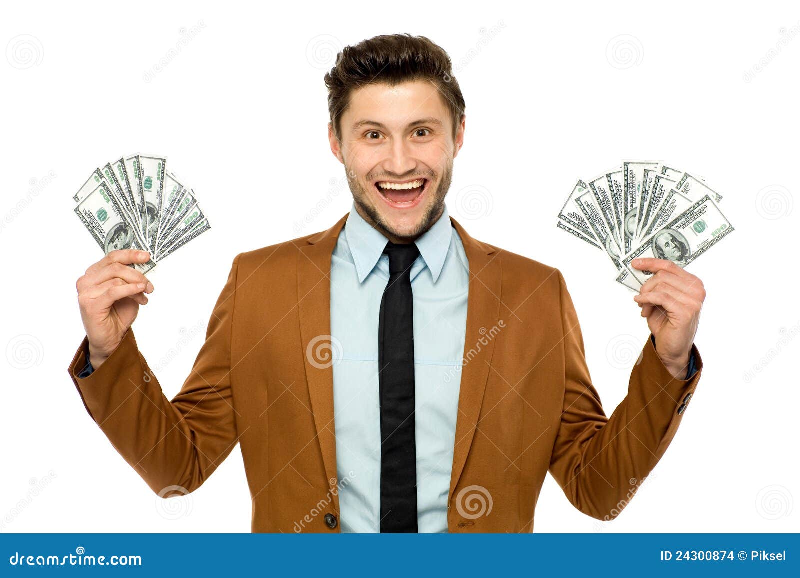 Businessman holding money stock photo. Image of person - 24300874