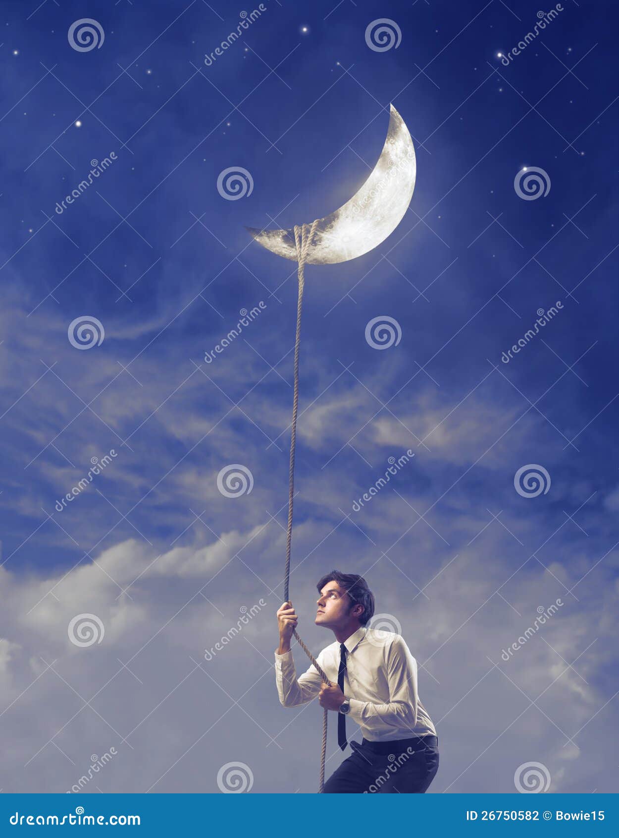 Businessman Holding the Moon Stock Photo - Image of ambition, climb ...