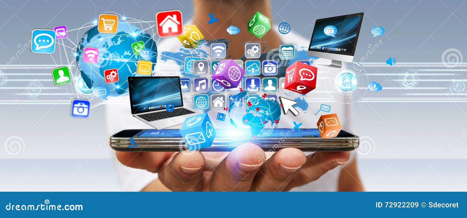 Businessman Holding Multimedia Tech Devices in His Hand Stock ...