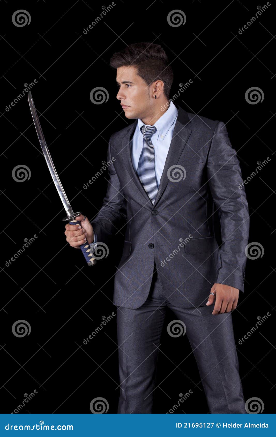 Businessman Holding a Ninja Sword Stock Image - Image of concept, ninja ...