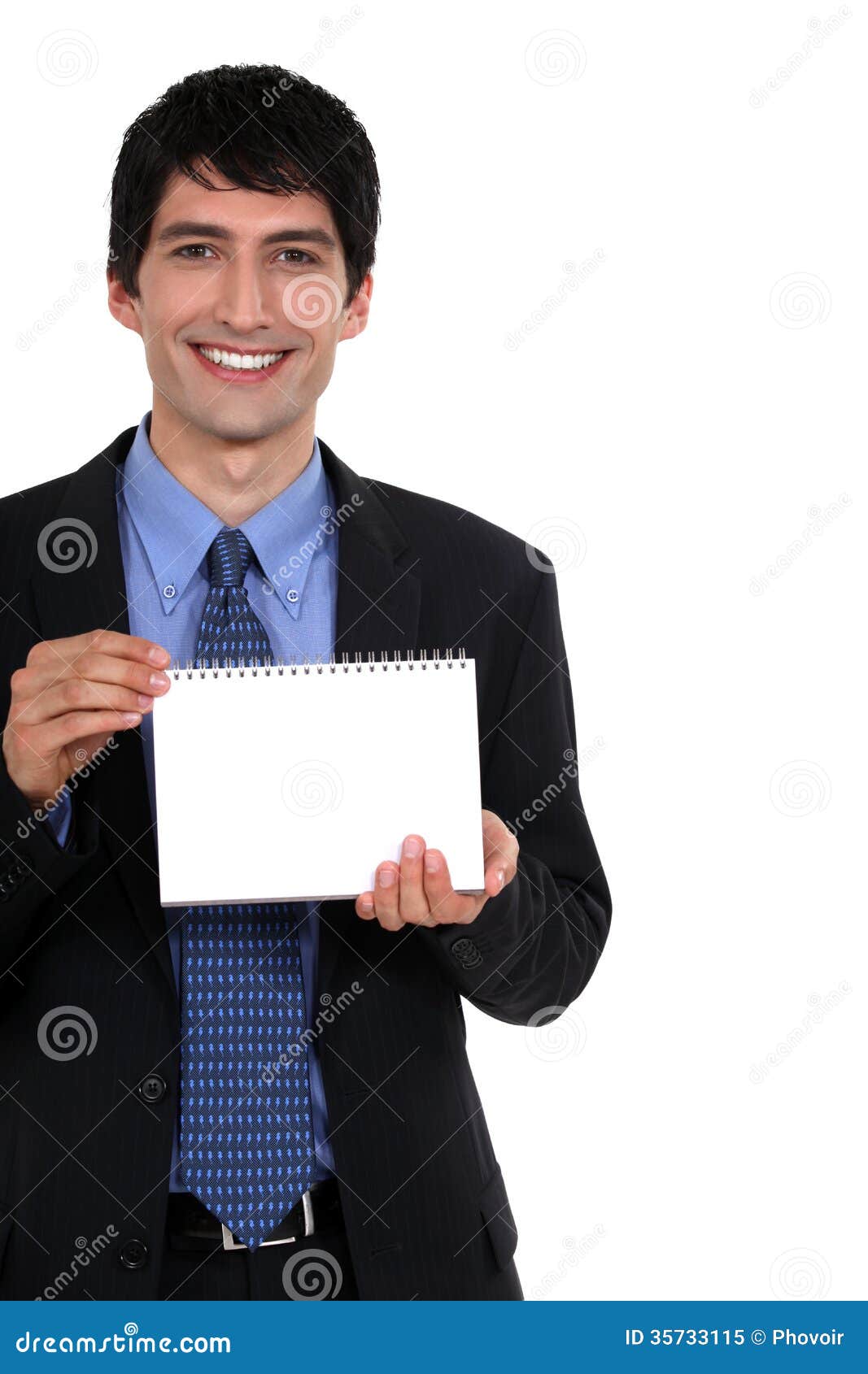 Businessman Holding Notepad Stock Image - Image of front, full: 35733115