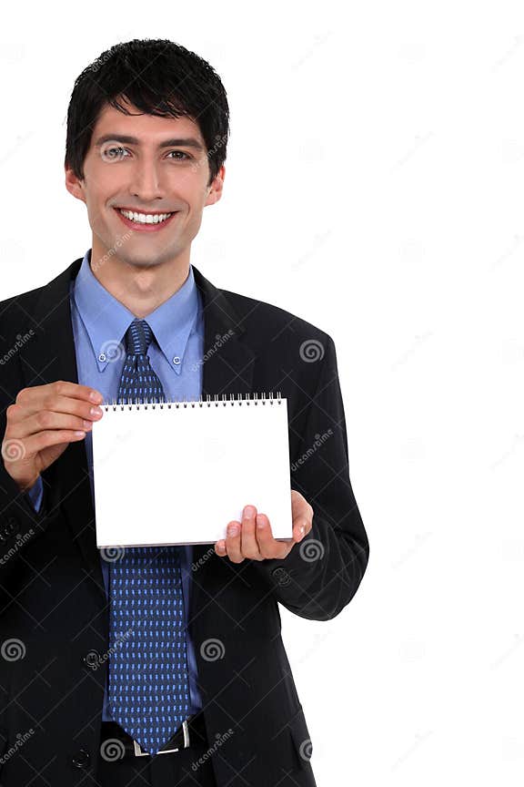 Businessman Holding Notepad Stock Image - Image of front, full: 35733115