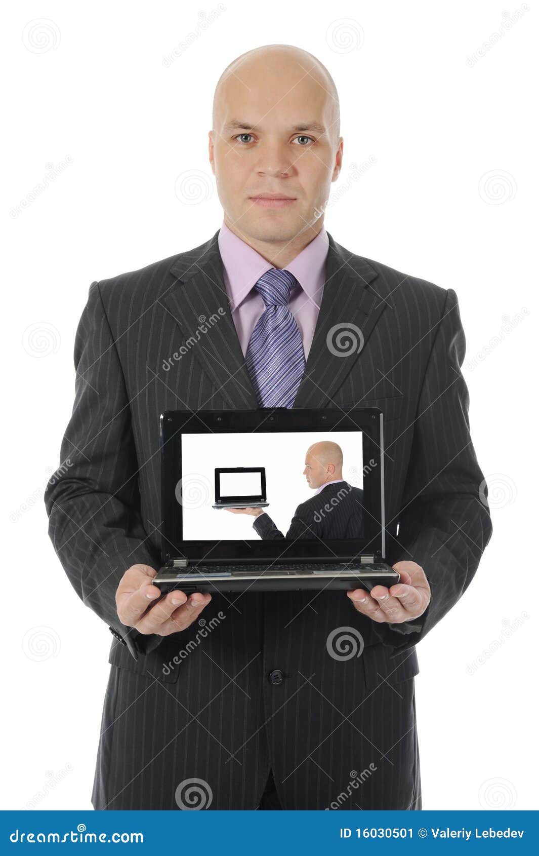 Businessman Holding an Open Laptop Stock Image - Image of elegant ...