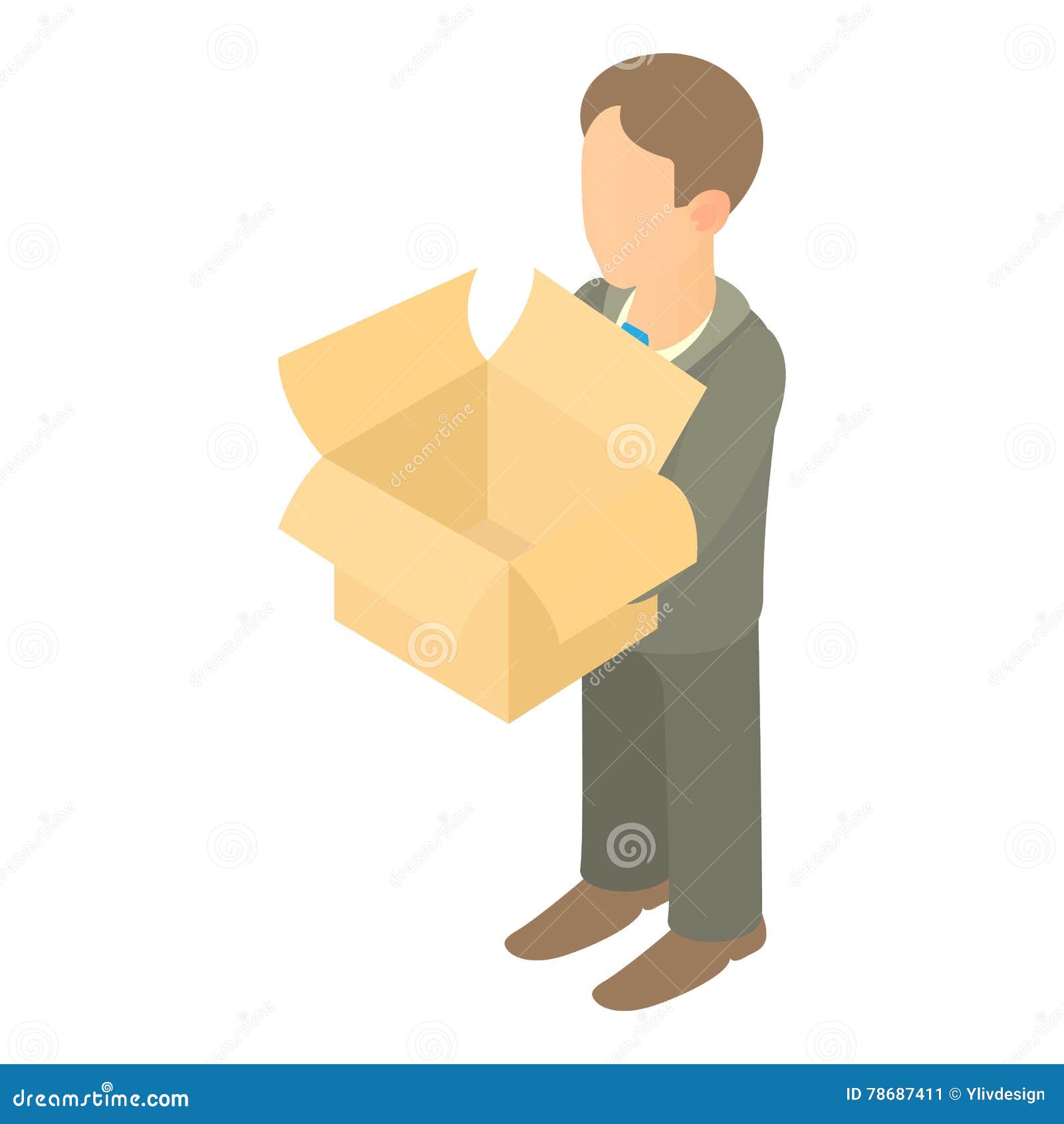 Businessman Holding an Outline Box Icon Stock Vector - Illustration of ...