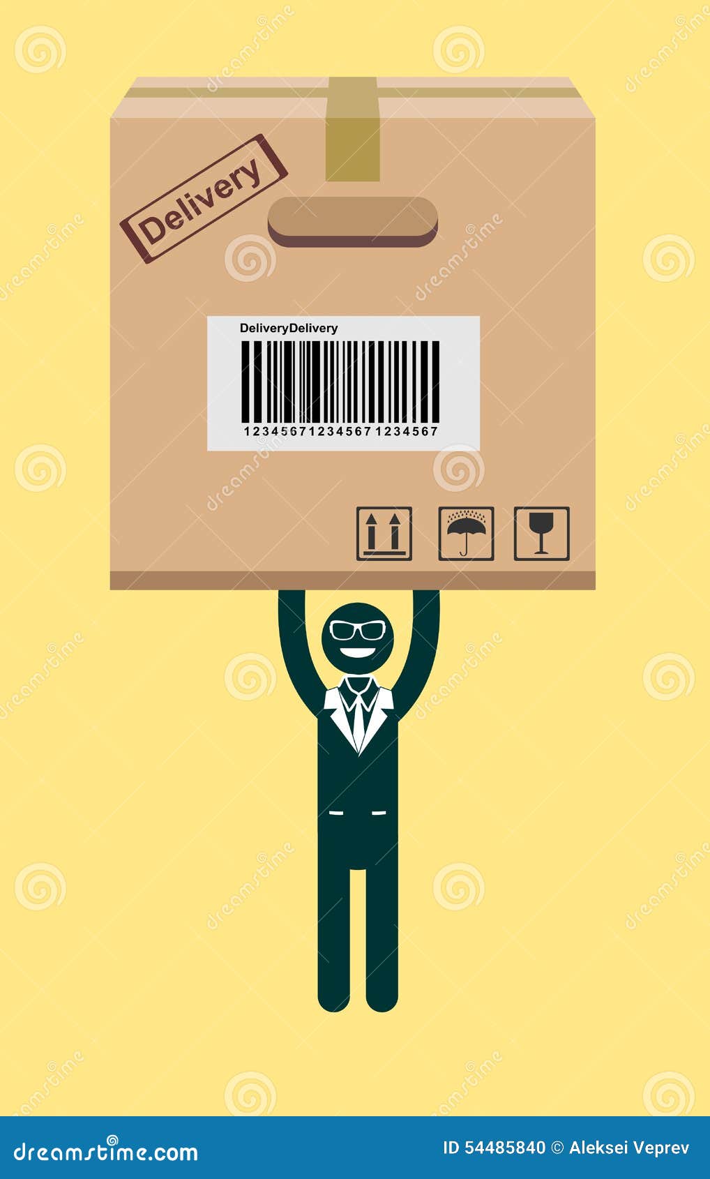Businessman Holding a Package. Vector Stock Vector - Illustration of ...
