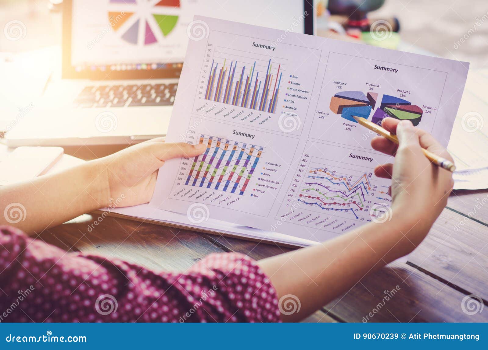 Businessman Holding Paperwork on the Table and Analyzing Stock Image ...