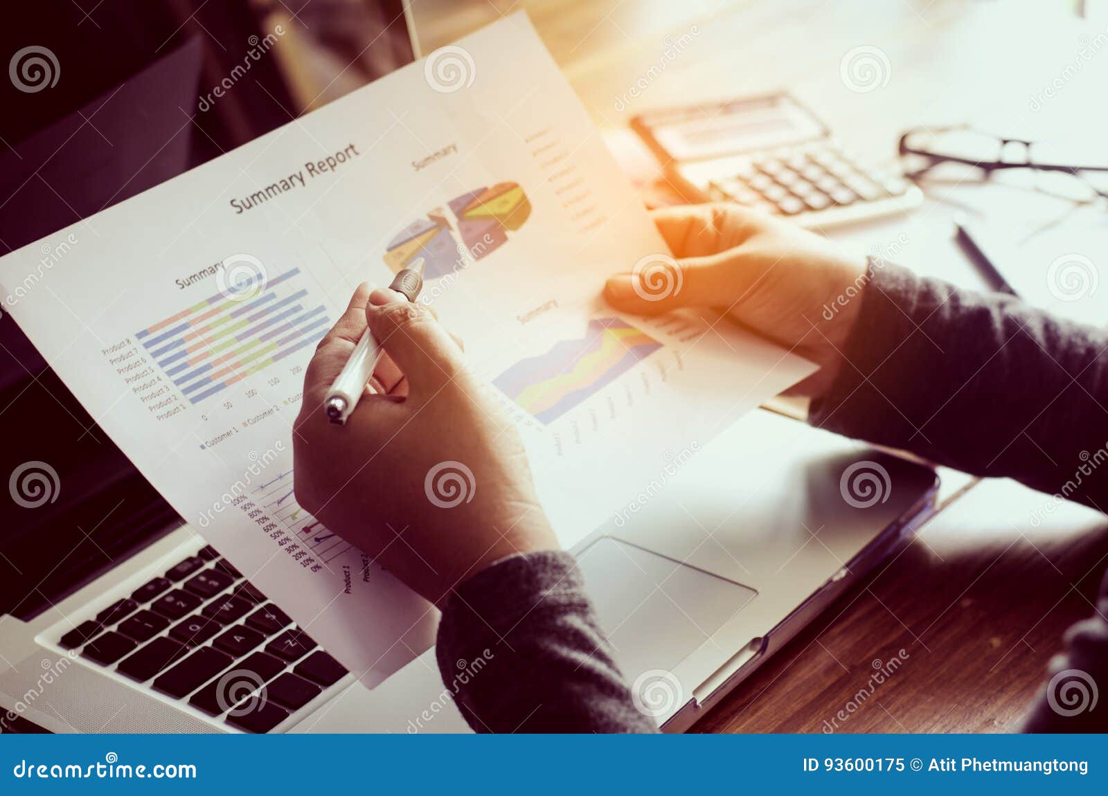 Businessman Holding Paperwork on the Table Stock Image - Image of ...