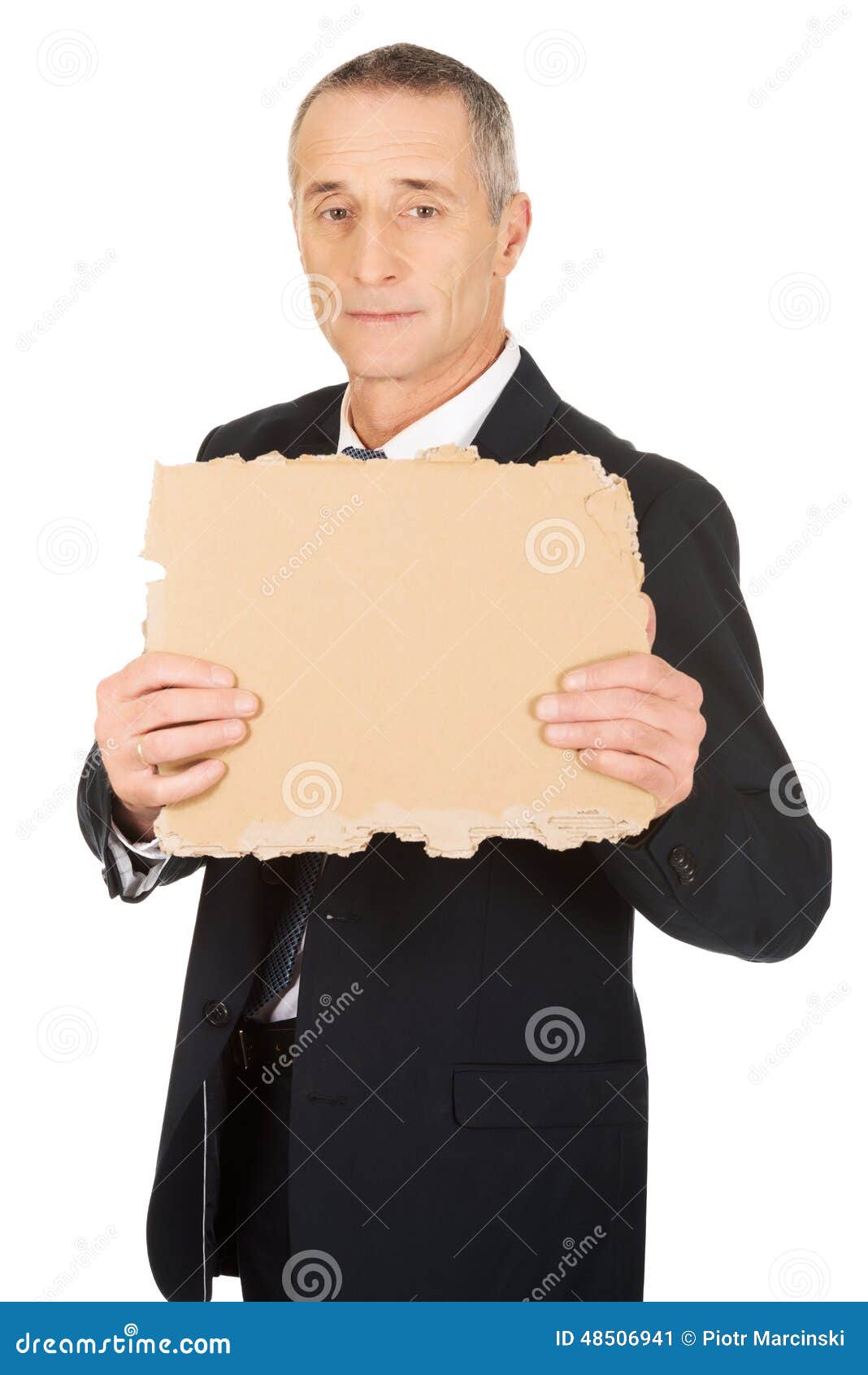 Businessman Holding a Piece of Cardboard Stock Image - Image of posing ...