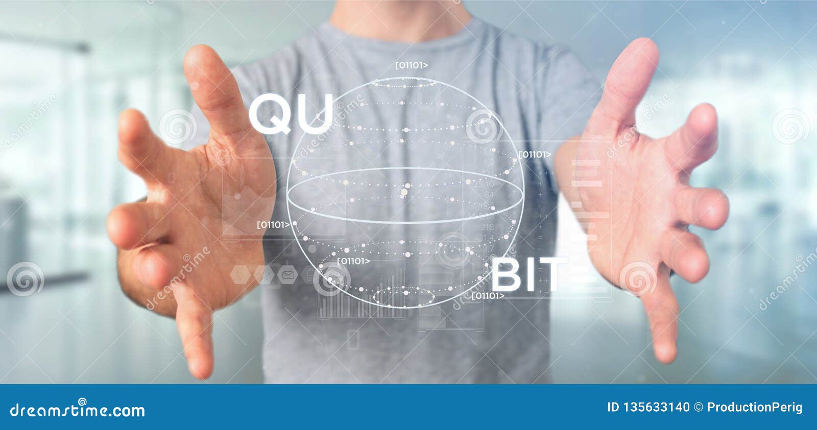 Businessman Holding Quantum Computing Concept with Qubit Icon 3d ... Businessman Holding Quantum Computing Concept with Qubit Icon 3d ...