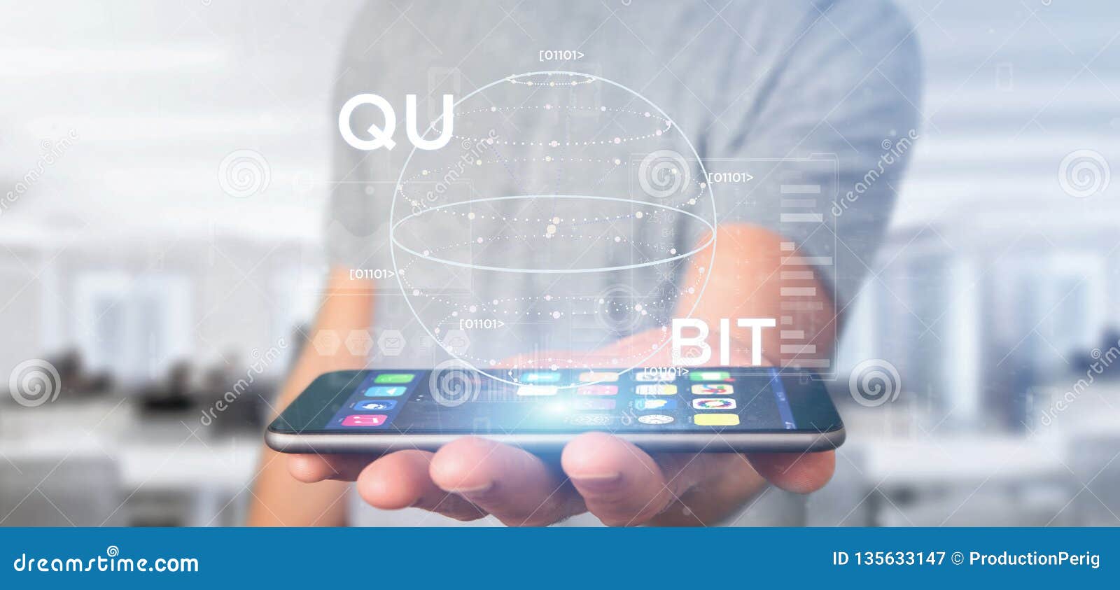 Businessman Holding Quantum Computing Concept with Qubit Icon 3d ... Businessman Holding Quantum Computing Concept with Qubit Icon 3d ...