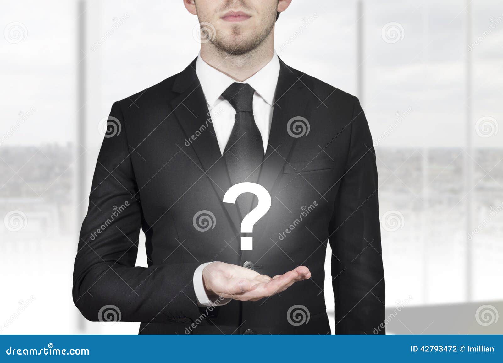 Businessman Holding Question Mark Stock Photo - Image of businessman ...