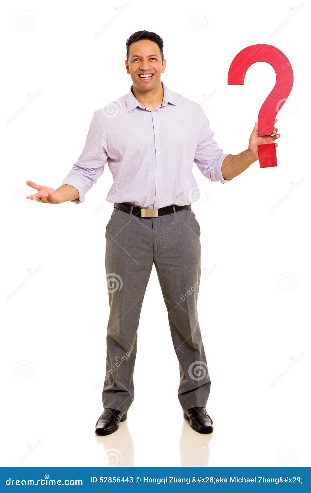 Businessman Holding Question Mark Stock Image - Image of middle ...