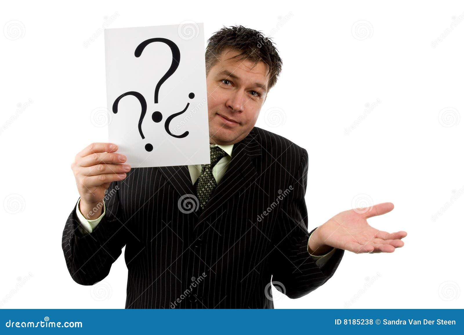 Businessman is Holding Question Marks Stock Photo - Image of business ...