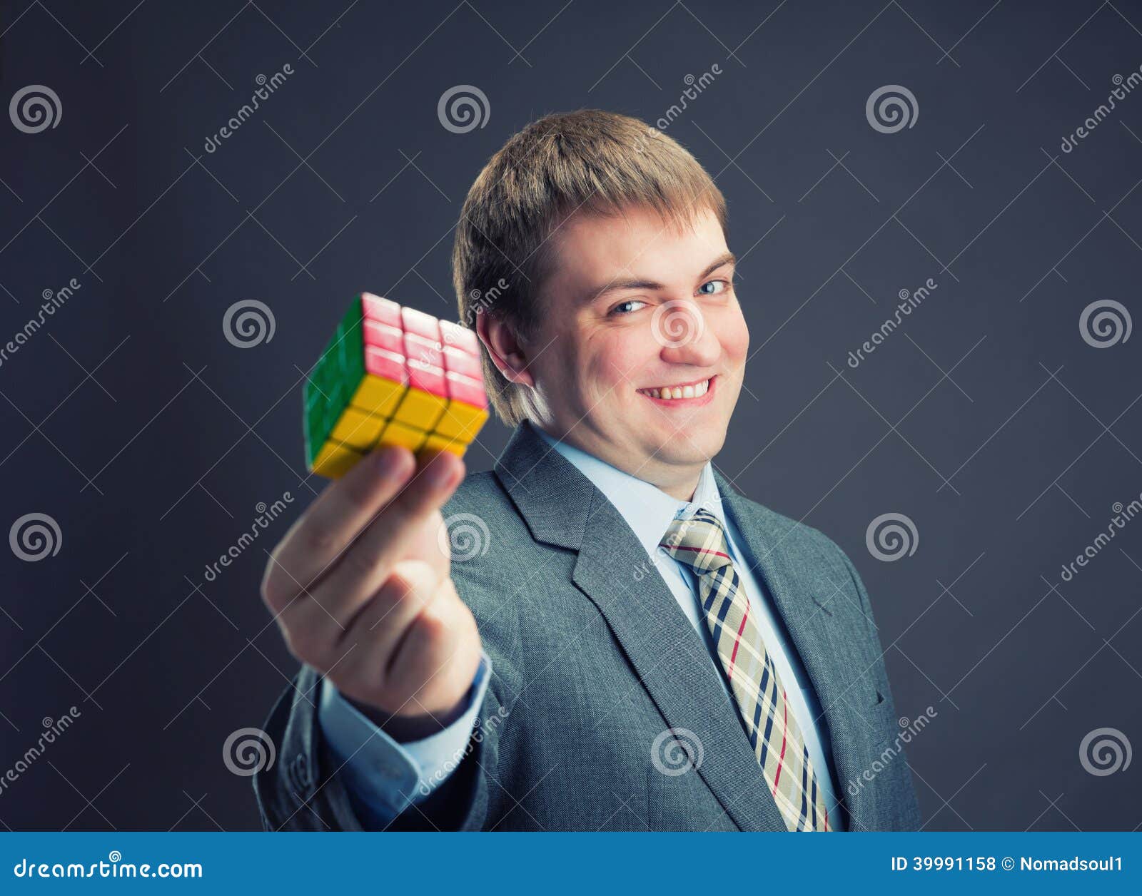 Businessman Holding Rubik Cube in His Hands Editorial Stock Photo ...