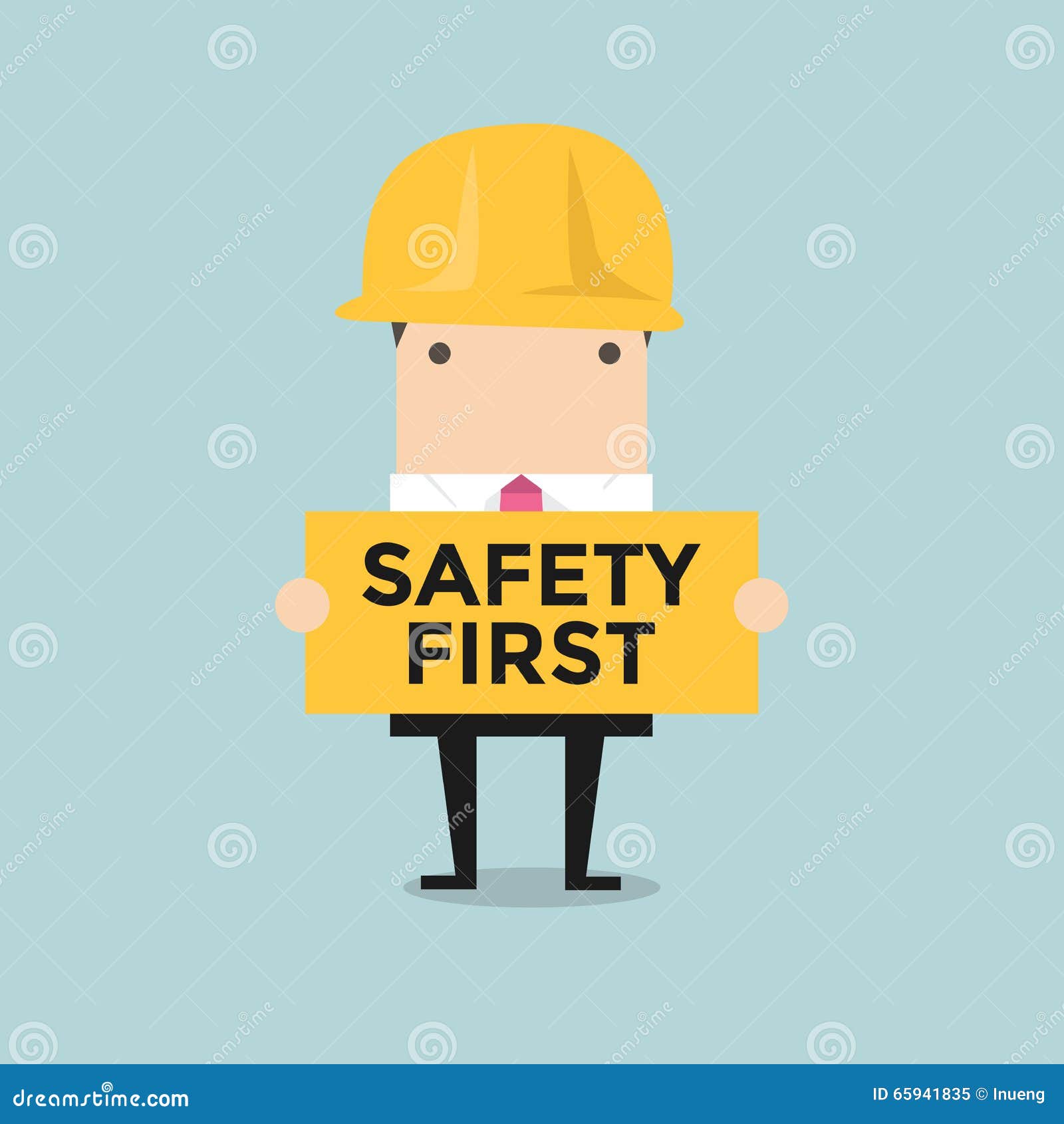 Businessman Holding Safety First Sign Stock Vector - Illustration of ...