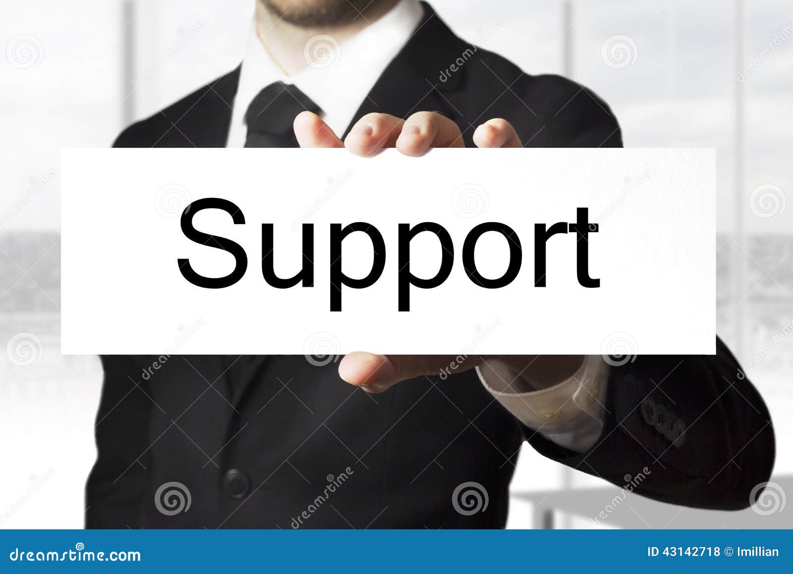Businessman Holding Sign Support Stock Photo - Image of guarantee ...
