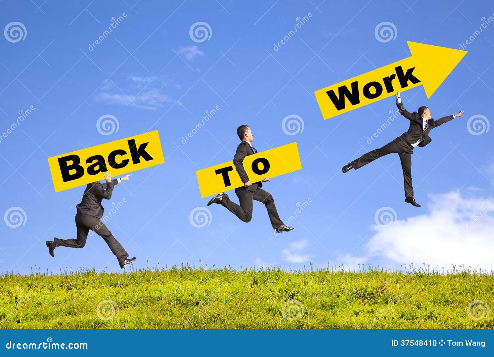 Businessman Holding Signboard Show Back To Work Stock Photo - Image of ...